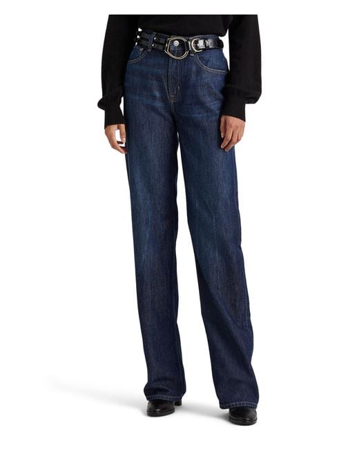 Lauren by Ralph Lauren Denim High-rise Relaxed Straight Jean in Navy ... Lauren by Ralph Lauren Denim High-rise Relaxed Straight Jean in Navy ...