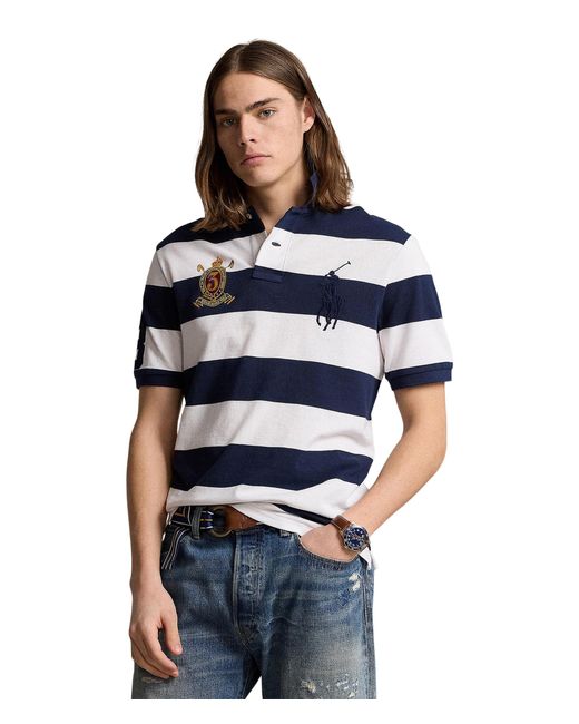 Polo Ralph Lauren Custom Slim Fit Big Pony Crest Mesh Polo in Blue for Men | Lyst