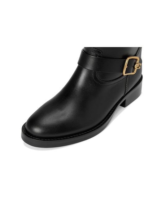 COACH Buckled Leather Knee-High Boots in Black | Lyst