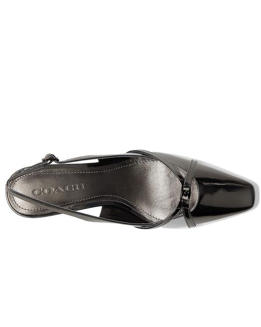COACH Rowyn Metallic Leather Slingback High Heels in Black | Lyst