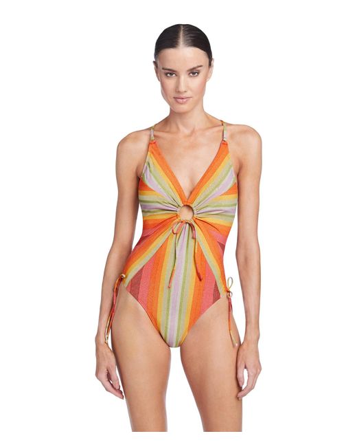 Robin Piccone Synthetic Greta Keyhole One Piece In Red Lyst