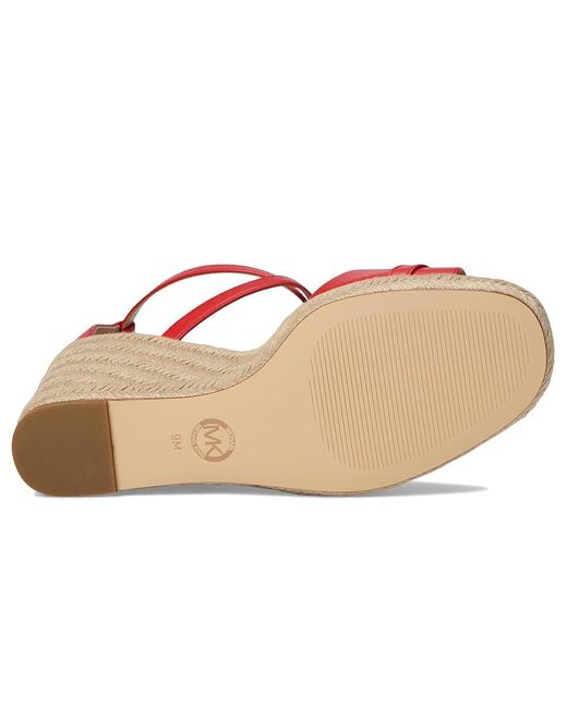 MICHAEL Michael Kors Mandy Wedge Sandals, Leather in Red | Lyst