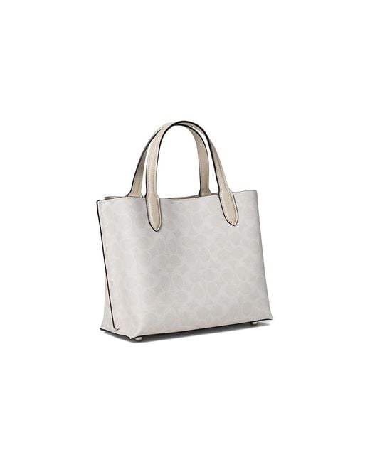COACH Willow Tote 24 Tote Handbags, Canvas/Leather in White | Lyst