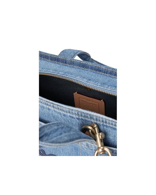 COACH Denim Cargo Tote 26 Tote Handbags, Denim/Fabric/Leather in Blue ...