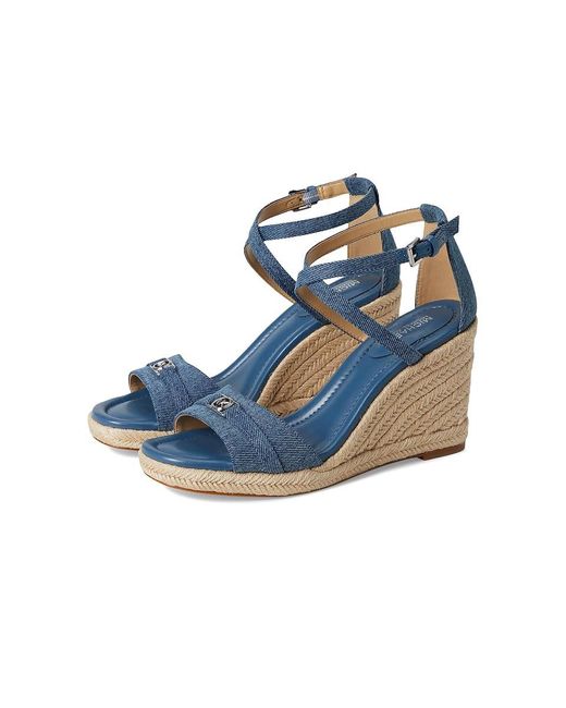 MICHAEL Michael Kors Mandy Wedge Sandals, Leather in Blue | Lyst