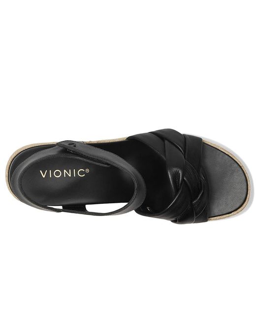 Vionic Saratoga Espadrille Sandals Wedge Shoes in Black | Lyst