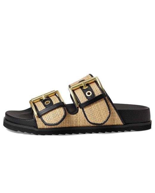AllSaints Sian Raffia Sandals Sandals Natural/ Leather in Black | Lyst