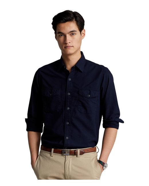 Polo Ralph Lauren Classic Fit Garment Dyed Oxford Shirt In Blue For Men