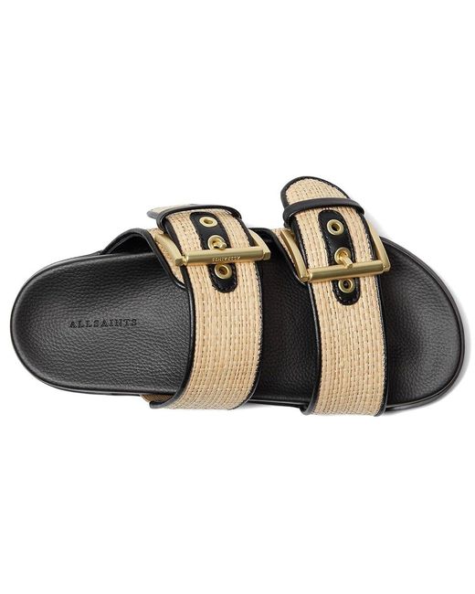 AllSaints Sian Raffia Sandals Sandals Natural/ Leather in Black | Lyst