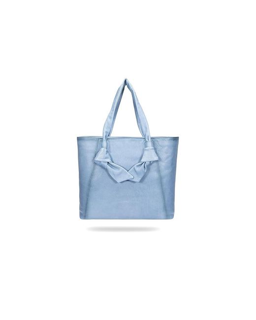 Frye Nora Knotted Tote (Washed Denim Leath) Tote Handbags in Blue | Lyst