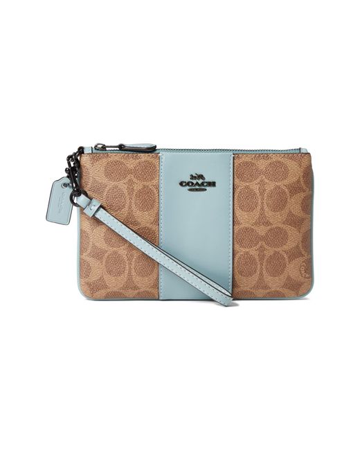 COACH Color Block Coated Canvas Signature Small Wristlet in Blue | Lyst COACH Color Block Coated Canvas Signature Small Wristlet in Blue | Lyst