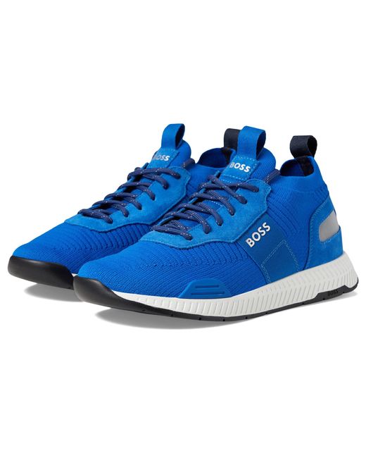 BOSS by HUGO BOSS Titanium Mesh Mix Running Sneakers in Blue for Men | Lyst