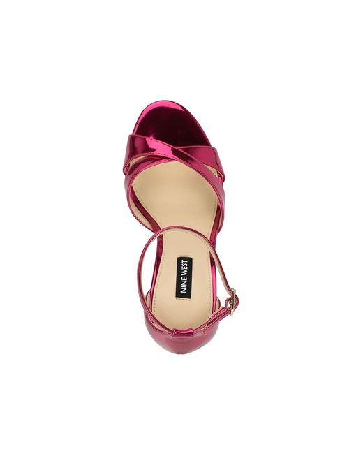 Nine West Saile (Dark Mirror Metallic) Sandals in Red | Lyst