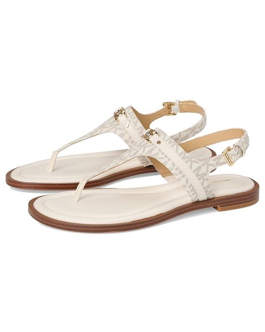 MICHAEL Michael Kors Mandy Thong Sandal Sandals Vanilla/Cream, Leather in White | Lyst