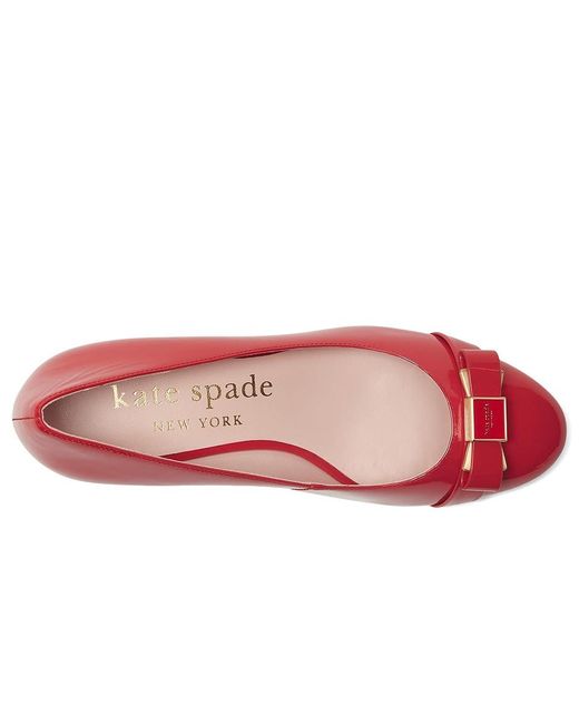 Kate Spade Bowdie Ballet Pumps High Heels, Leather in Red | Lyst