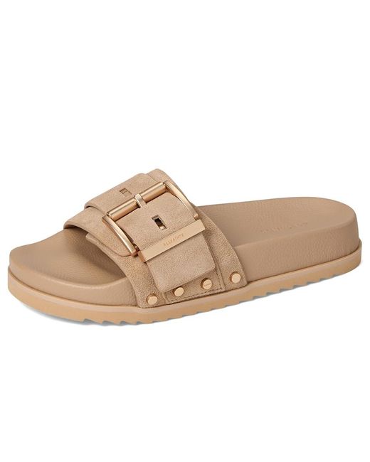 AllSaints Ellie Stud Slider Sandals, Leather in Natural | Lyst
