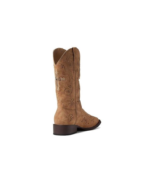 Roper Faith Cowboy Boots Tan Vintage Faux Leather/Inlay Crosses ...