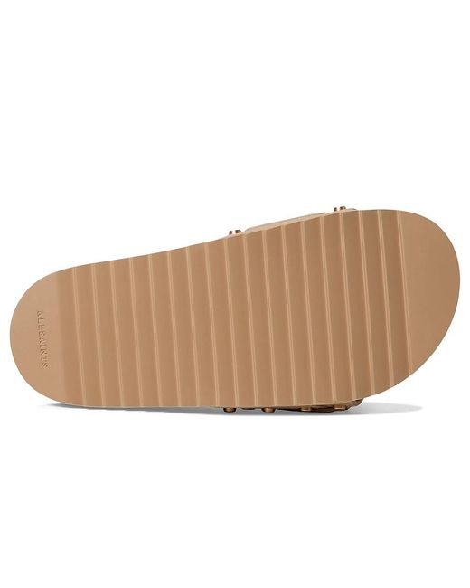 AllSaints Ellie Stud Slider Sandals, Leather in Natural | Lyst