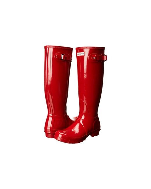 HUNTER Rubber Original Tall Gloss Boot in Military Red (Red) - Save 59% ...