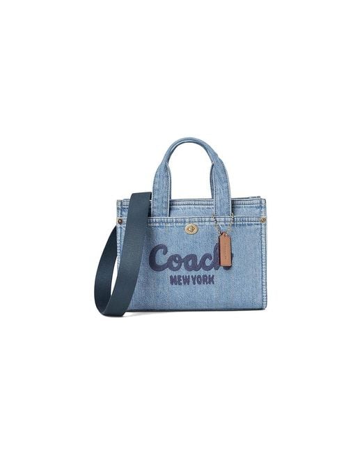 COACH Denim Cargo Tote 26 Tote Handbags, Denim/Fabric/Leather in Blue ...