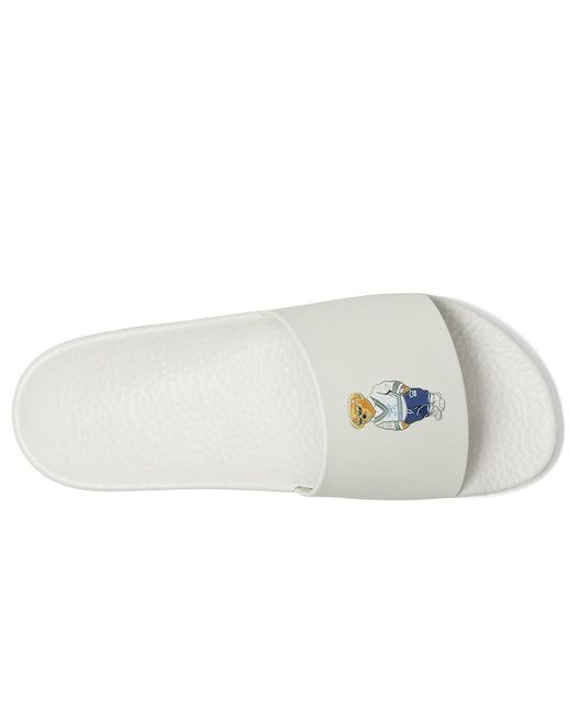 Polo Ralph Lauren Polo Bear Slide Wedge Shoes Heritage Bear in White ...