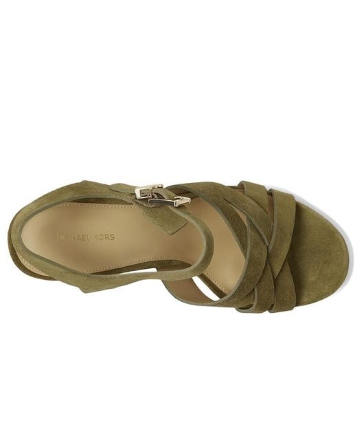 MICHAEL Michael Kors Nora Platform Sandal Wedge Shoes, Leather/Rubber ...