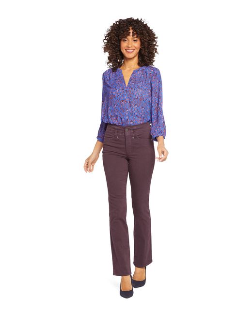 NYDJ Denim High-rise Marilyn Straight Hollywood Waistband In Eggplant ... NYDJ Denim High-rise Marilyn Straight Hollywood Waistband In Eggplant ...