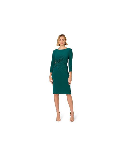 Adrianna Papell Boat Neck Sheath Short Dress (Dark Ivy) Dress in Black ...