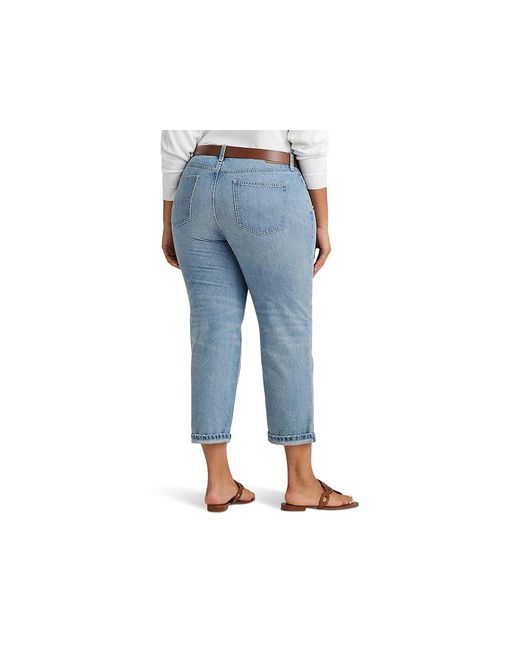 Ralph Lauren Plus-Size Relaxed Tapered Ankle Jeans (Isla Wash) Jeans in Blue | Lyst