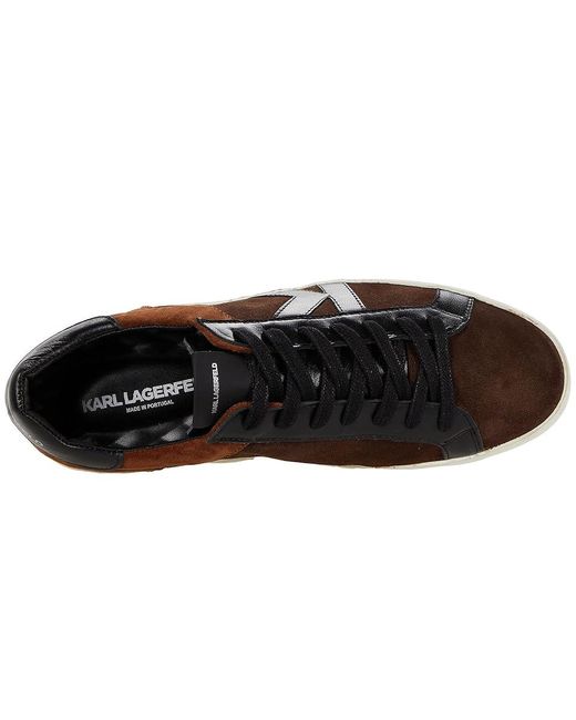 Karl Lagerfeld Suede K Sneaker On Distressed Banded Sole (Dark) Shoes ...