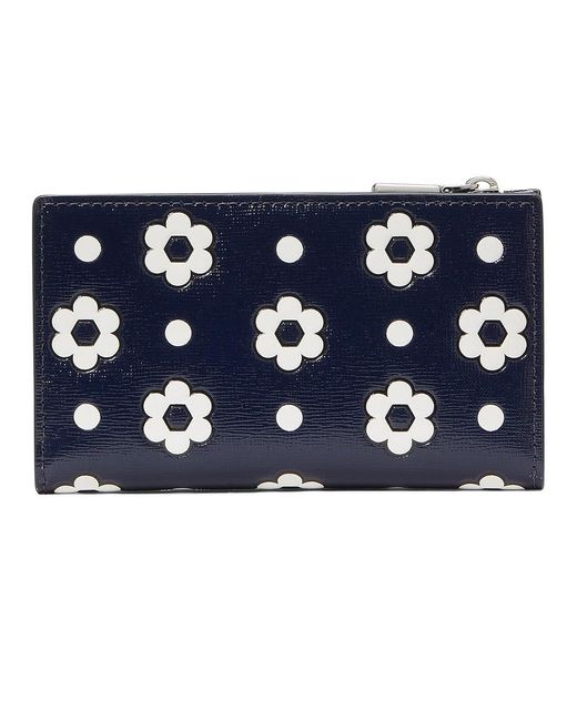 Kate Spade Morgan Daisy Dot Embossed Saffiano Leather Small Slim Bifold ...