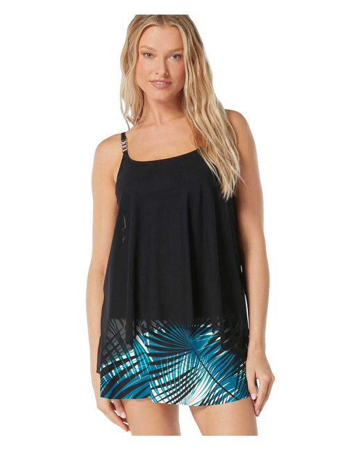 Coco Reef Classic Solids Current Bra Sized Mesh Layer Tankini in Black ... Coco Reef Classic Solids Current Bra Sized Mesh Layer Tankini in Black ...