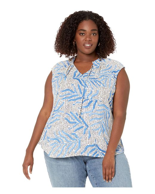 Niczoe Synthetic Niczoe Plus Size Palm Dot Tank In Blue Lyst