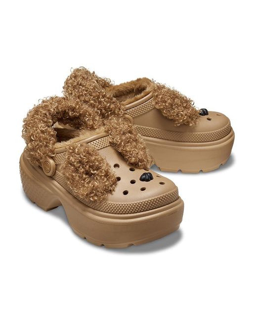 Crocs™ Faux Fur Lined Clogs in Metallic | Lyst