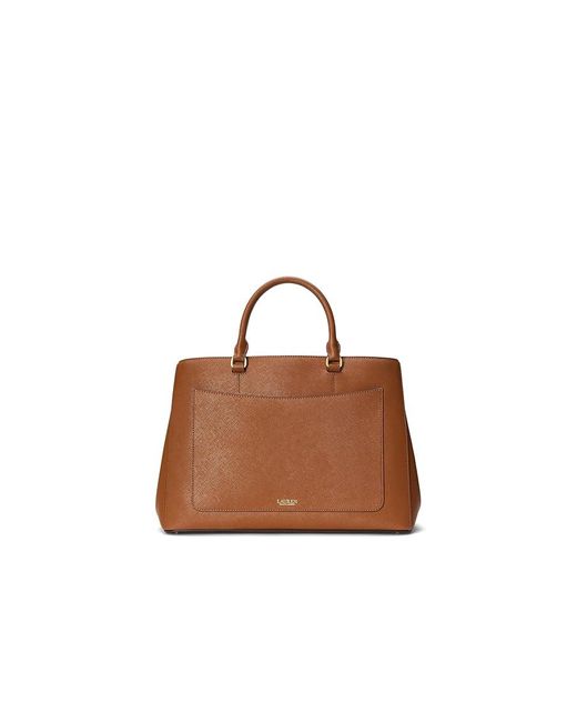 Ralph Lauren Crosshatch Leather Large Hanna Satchel Handbags in Brown ...