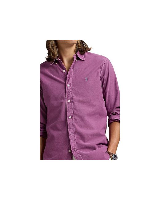 Polo Ralph Lauren Long Sleeve Garmet Dyed Oxford in Purple for Men | Lyst