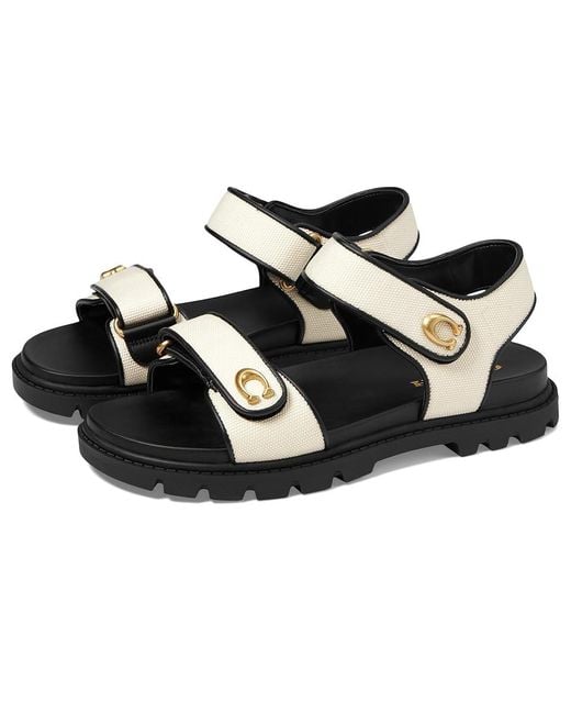 COACH Brynn Canvas Sandal (Chalk/) Sandals in Black | Lyst