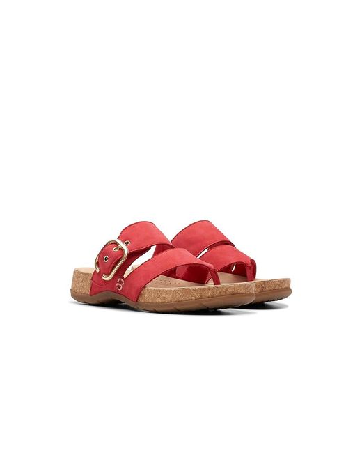 Clarks Reileigh Park (Cherry Nubuck) Sandals in Red | Lyst