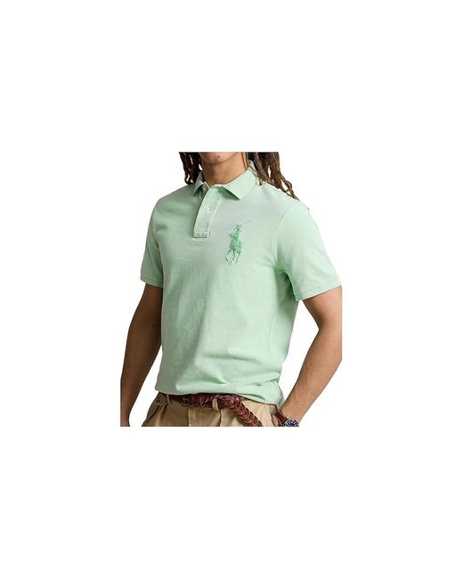 Polo Ralph Lauren Custom Slim Fit Big Pony Mesh Polo Shirt (Celadon) Clothing in Green for Men ...