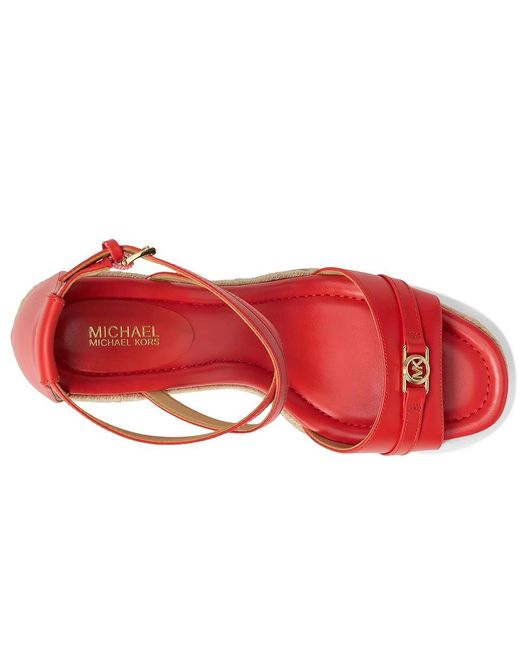 MICHAEL Michael Kors Mandy Wedge Sandals, Leather in Red | Lyst