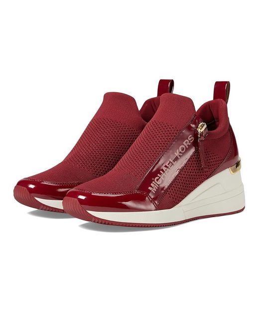 MICHAEL Michael Kors Willis Wedge Trainer (Deep) Shoes in Red | Lyst