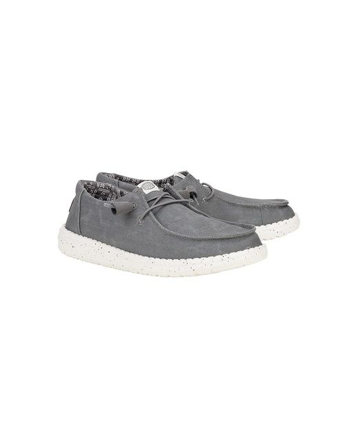 HeyDude Wendy Stretch Canvas (Dark) Shoes in Gray | Lyst