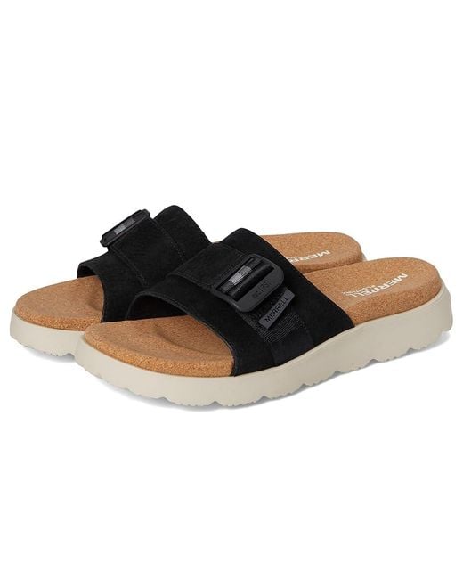 Merrell Fleur Slide Sandals, Leather in Black | Lyst