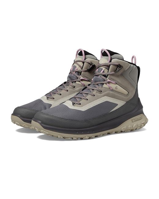 Ecco Ultra Terrain Waterproof Mid Warm Hiking Boots (Steel/Wild Dove ...