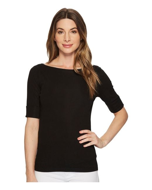 Lyst Lauren By Ralph Lauren Stretch Cotton Boat Neck Tee White