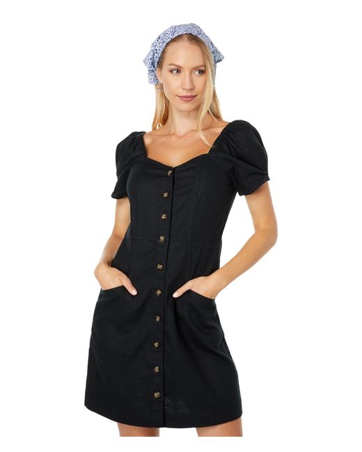 Madewell Linen Cotton Puff Sleeve Mini Dress In Black Lyst