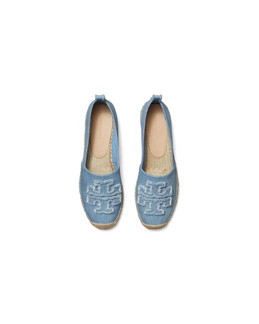 Tory Burch Double T Espadrille (Denim) Flat Shoes in Blue | Lyst
