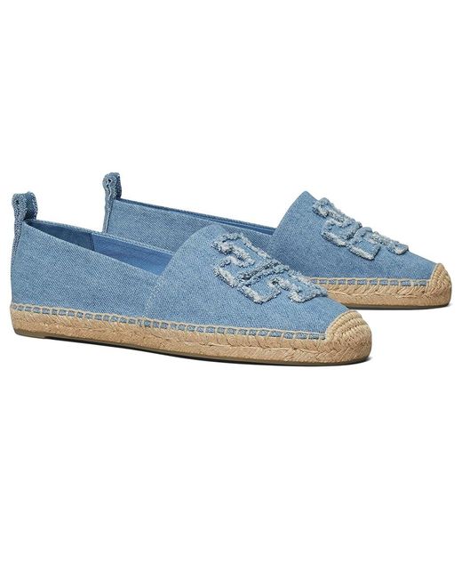 Tory Burch Double T Espadrille (Denim) Flat Shoes in Blue | Lyst