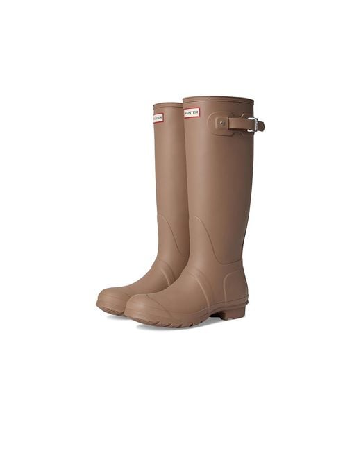 HUNTER Original Tall Boot Rain Boots, Rubber in Brown | Lyst