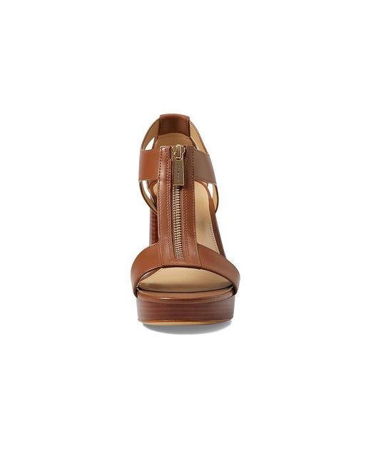 MICHAEL Michael Kors Berkley Mid Sandal Sandals, Leather in Brown | Lyst